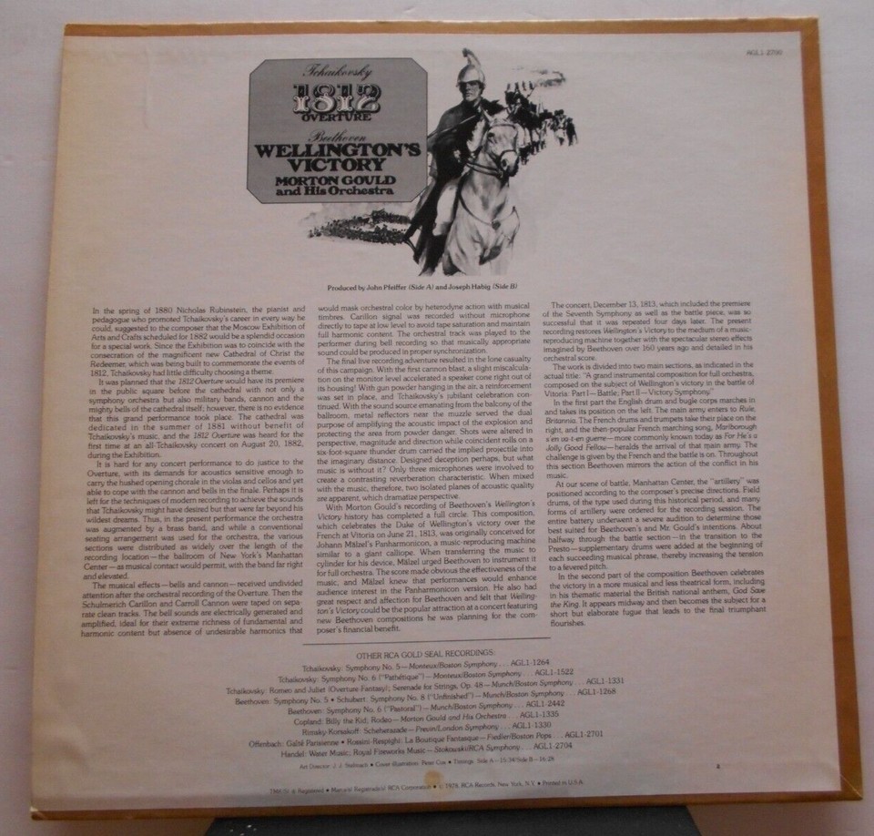 Tchaikovsky:1812 Overture / Morton Gould (Vinyl, RCA Gold Seal, AGL1 ...