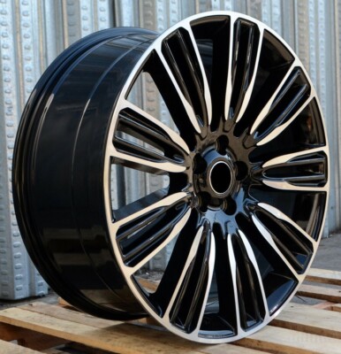 22x9.5 Wheels Fit Range Rover Evoque Velar 5x108 Black Machined 22 Rims ...