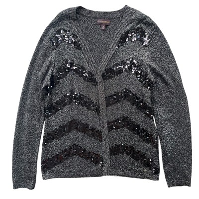 Dana Buchman Women’s XL Black Gold Silver Metallic Sequins Knit ...