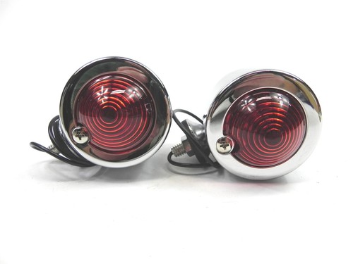 PAIR OF NEW VTG CHROME AMBER TURN SIGNAL HOT RAT ROD 12 VOLT #ACS099 ...