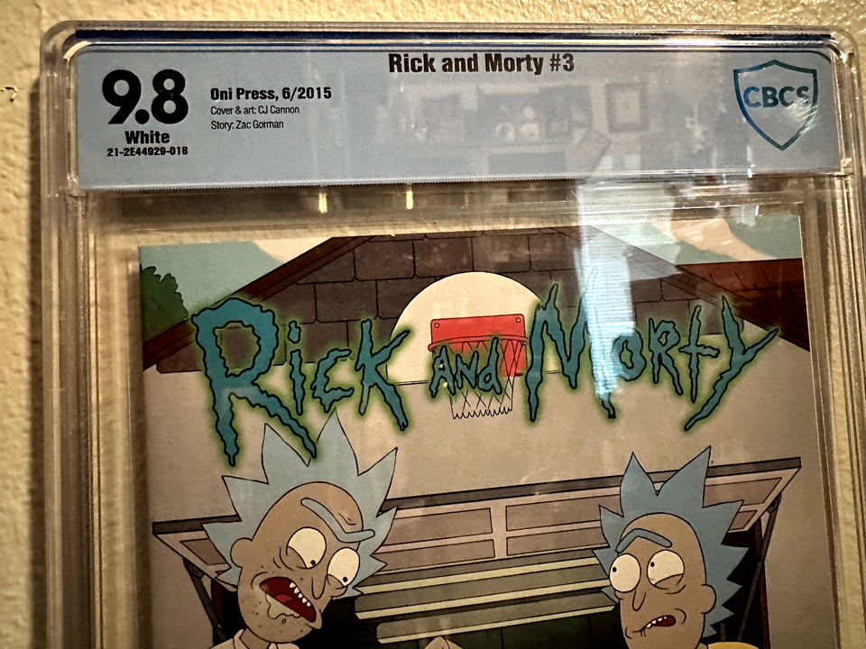 RARE! RICK and MORTY #3 CBCS 2015 Graded 9.8 WHITE PAGES CJ Cannon ...