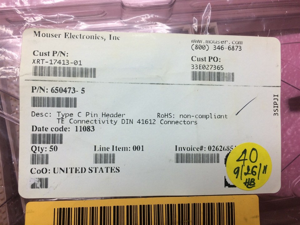 650473-5 TE CONN DIN PLUG 96POS PCB RA GOLD 4 PIECES | eBay