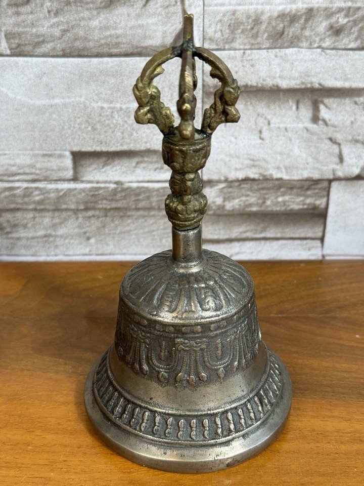 Tibetan Buddhist Meditation Brass/Bronze Finish Temple Hand Bell | eBay