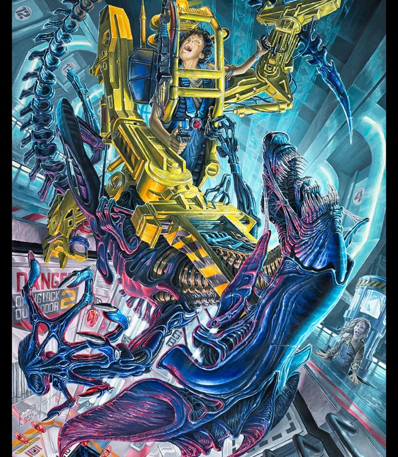 Alien Aliens Ripley vs Xenomorph Queen Mother Giclee Art Print Poster ...