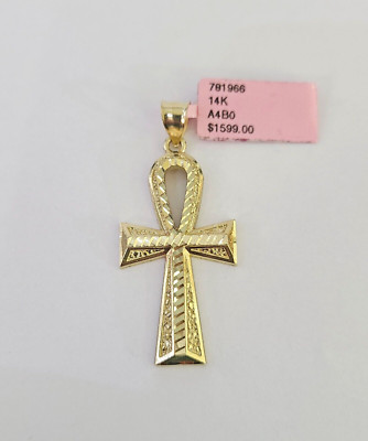 14k Ankh Cross Pendant Jesus Yellow Gold 14kt Charm REAL Religious ...