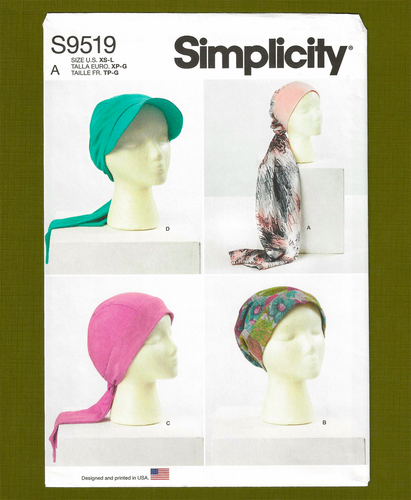 Women's Headwraps & Hats Sewing Pattern (Sizes XS, S, M, L) Simplicity ...