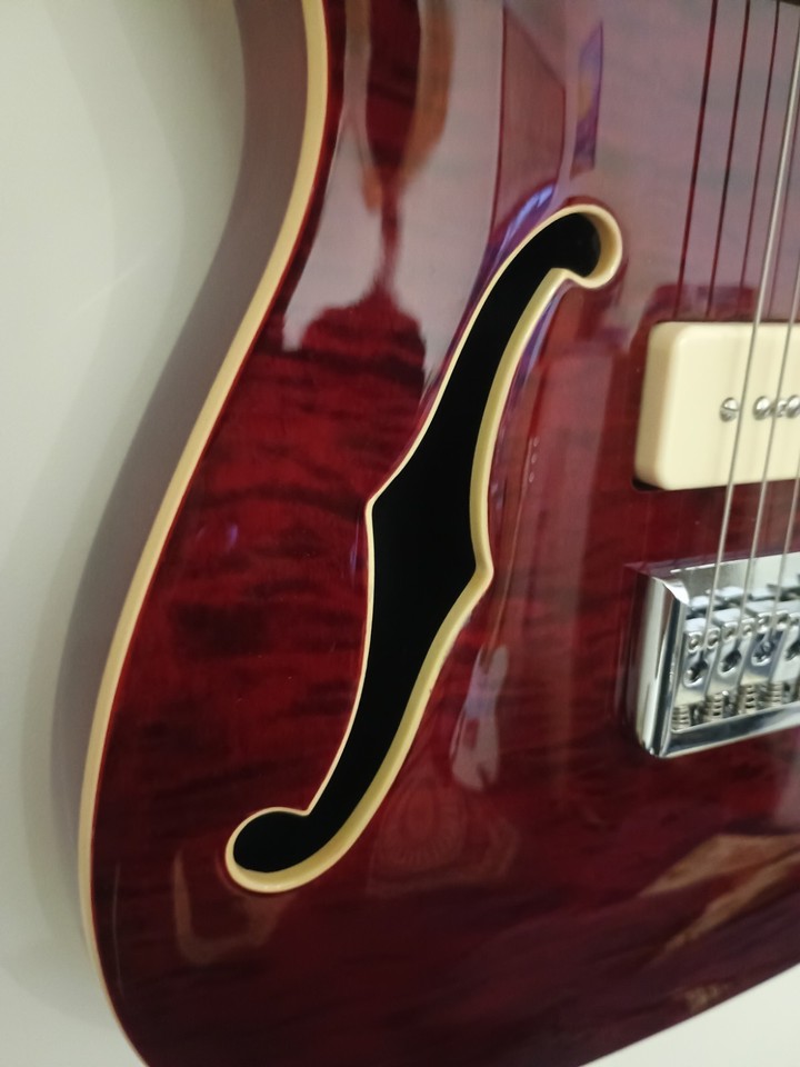 H B TE-90QM Quilted Maple Red Telecaster Electric Guitar Deluxe Series ...