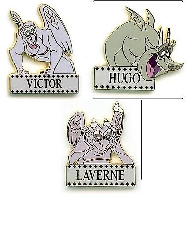 OLD HTF Disney pin Set Hunchback of Notre Dame Gargoyles Hugo Laverne ...