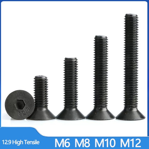 M6 M8 M10 M12 Socket Countersunk Screws Black 12.9 High Tensile Steel ...