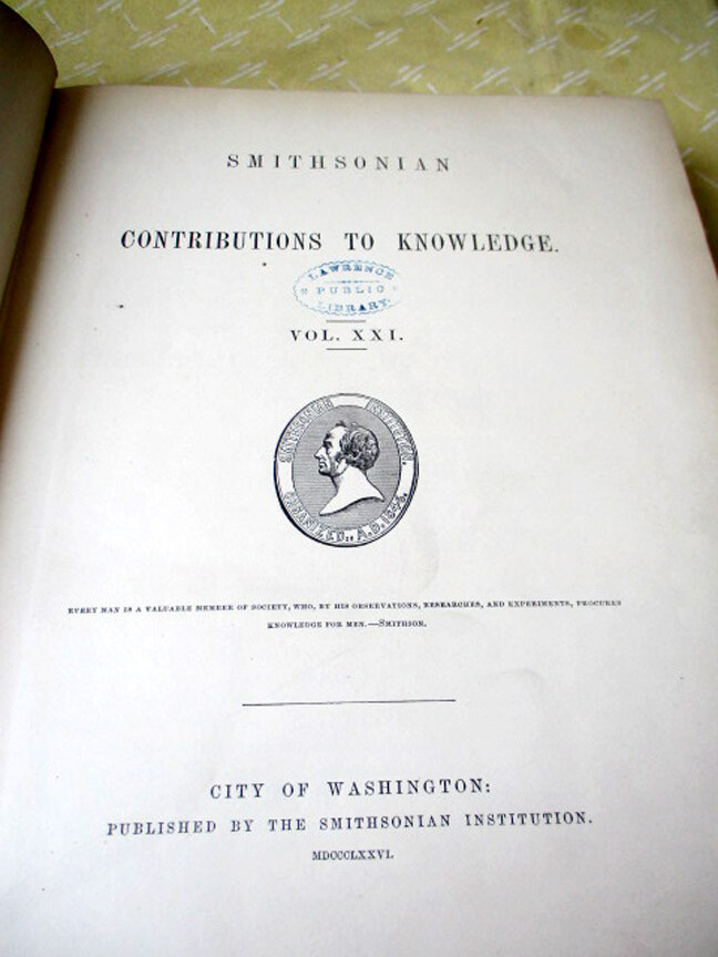 SMITHSONIAN CONTRIBUTION To KNOWLEDGE Vol.21,1875,Stephen Alexander ...