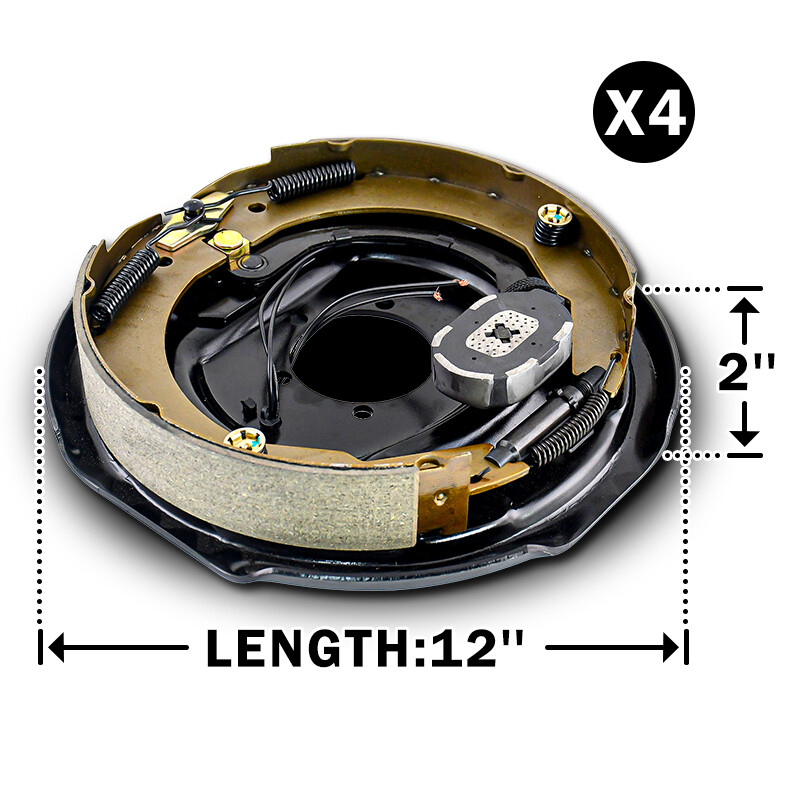 4PK New 12" X 2" Electric Trailer Brake Assembly Kit For 5200-7000 lbs ...
