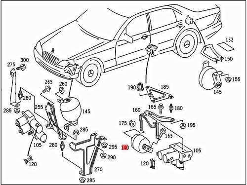 Genuine MERCEDES C215 R230 W215 W220 Return reservoir Air chamber ...