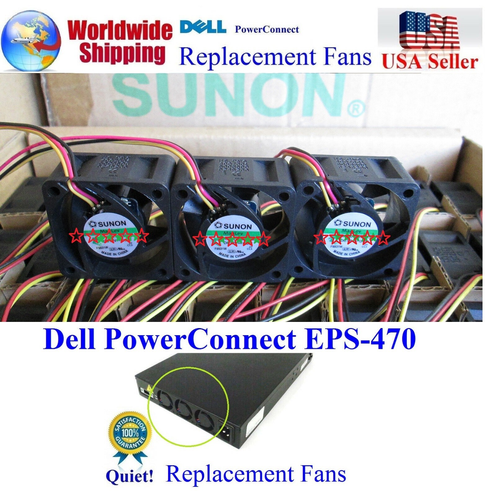 Pack of 3x original OEM Fans for Dell PowerConnect EPS-470 Fan Kit ...