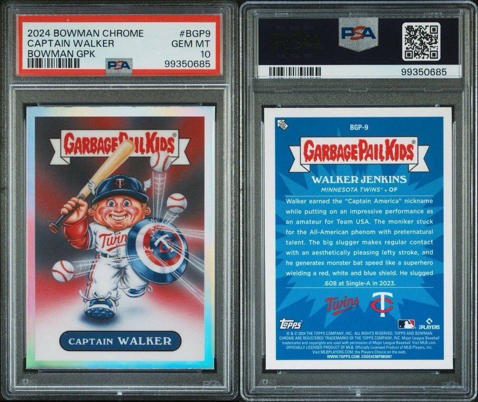 Walker Jenkins 2024 Bowman Chrome Garbage Pail Kids SSP RC BGP-9 PSA 10 ...