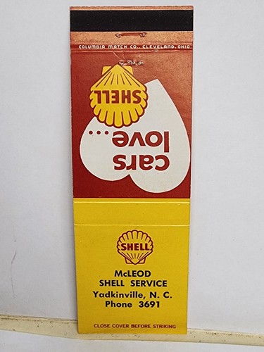 Vintage Matchbook Cover MCLEOD SHELL SERVICE STATION GASOLINE OIL GAS N ...