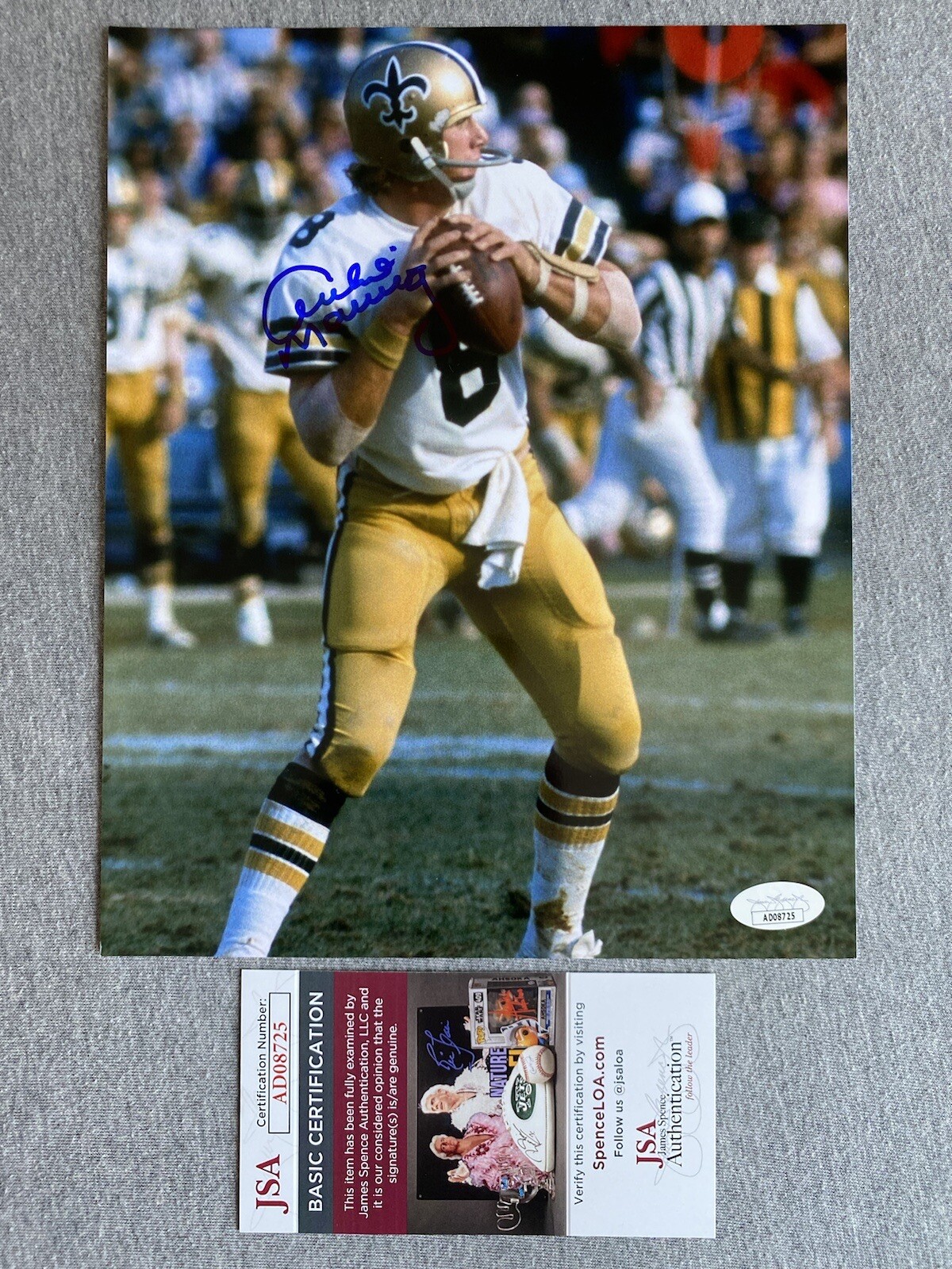 NEW ORLEANS SAINTS- ARCHIE MANNING AUTOGRAPH 8x10 ACTION PHOTO JSA ...