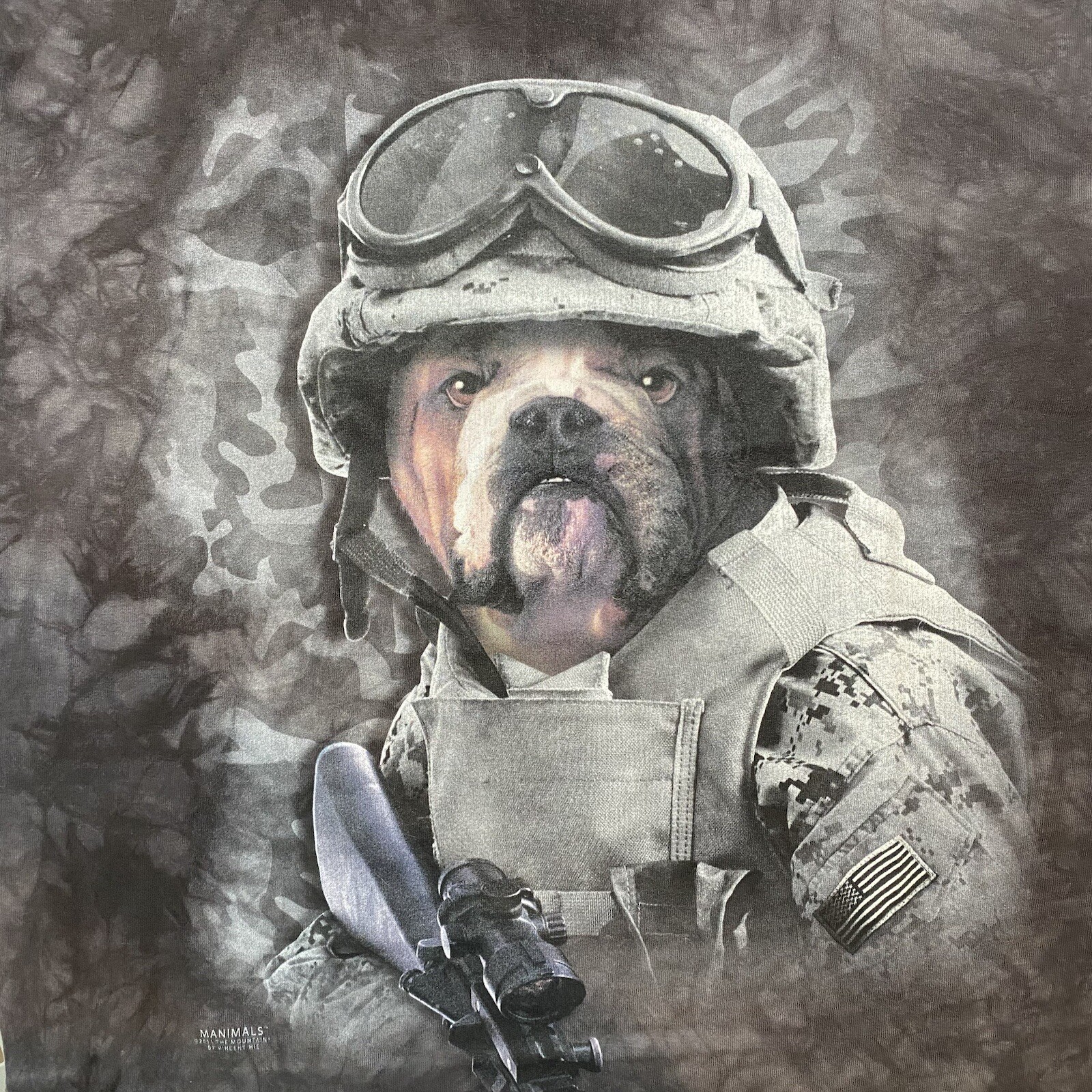 Large NEW The Mountain Tshirt Bulldog Soldier Dyed And Printed In USA ...