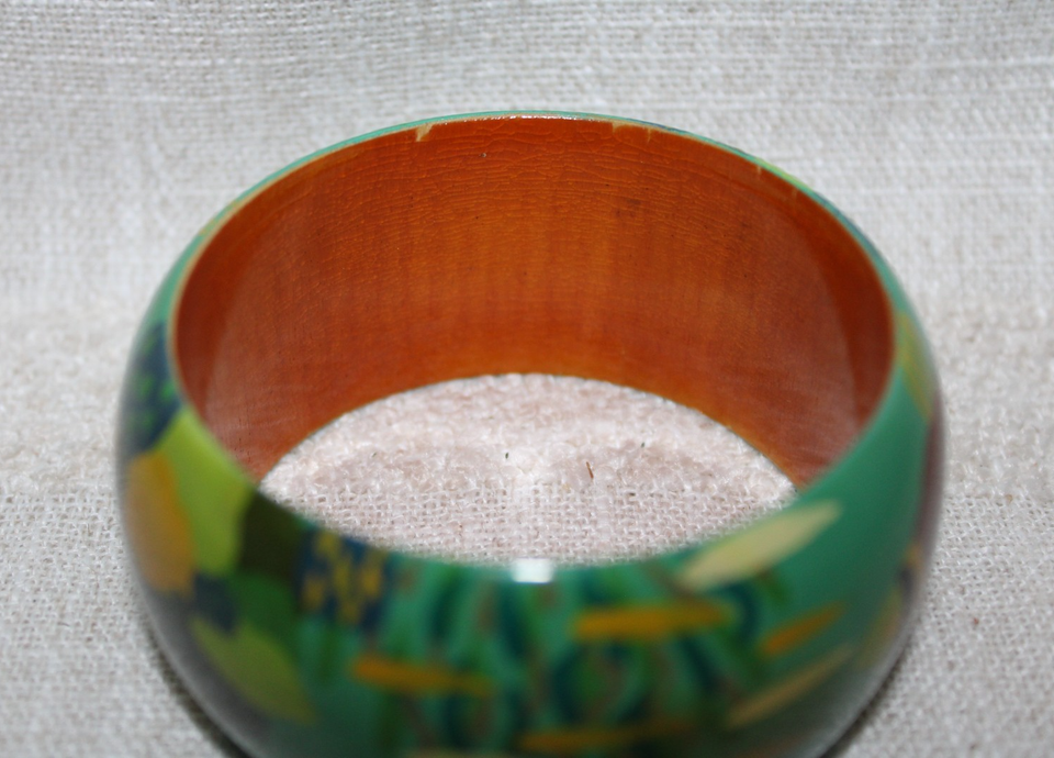 Beautiful Hand Painted Wooden Bangle Bracelet Tropical Underwater Scenery Fish | eBay