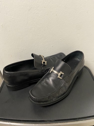 Salvatore Ferragamo Gancini Black Leather Horse Bit Loafers US Size 8 D ...