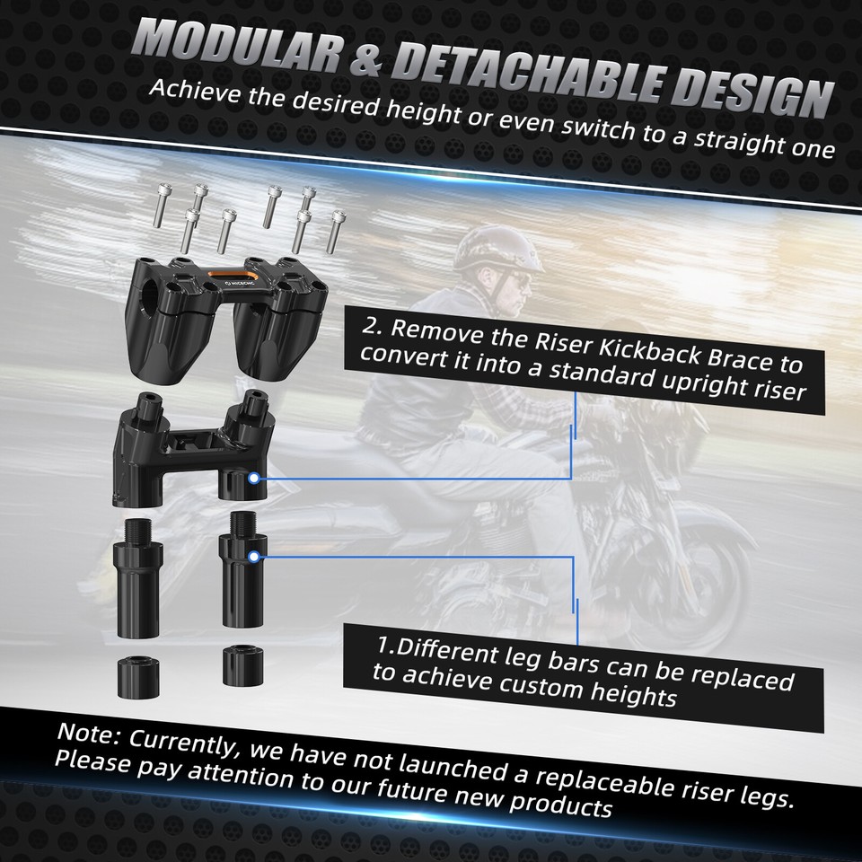 Modular Kickback Handlebar Riser Fit 1" Bar For Harley Dyna FXDFSE FXDB ...