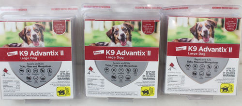 3 Sealed Elanco K9 Advantix II Large Dogs 21-55lbs 4 Monthly Dose Each ...