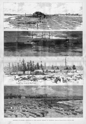 LOGGING OPERATIONS SAGINAW DISTRICT OF MICHIGAN, LOG BARGE, LOGGING ...