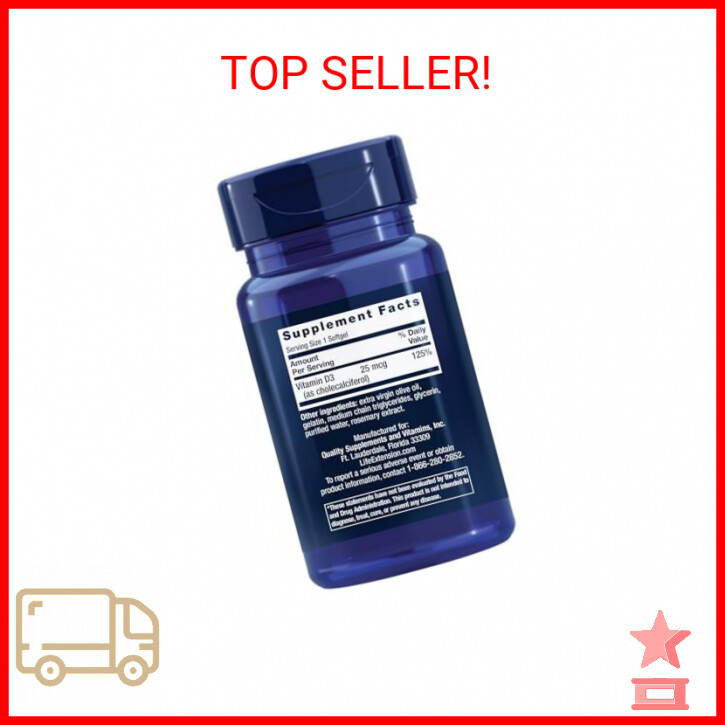 Life Extension Vitamin D3 25 Mcg 1000 Iu Immune System Support Bone 0019