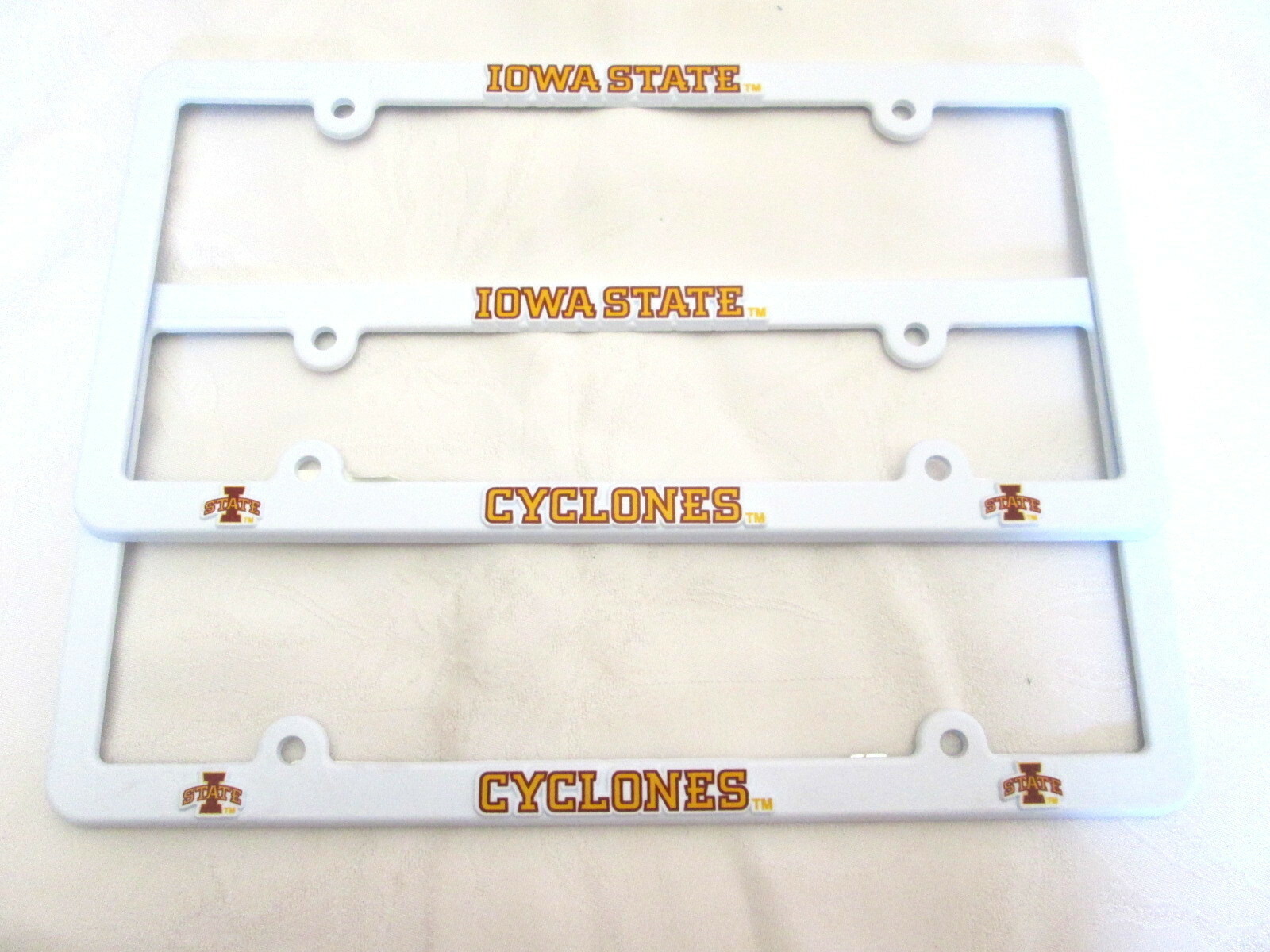 TWO (2) IOWA STATE CYCLONES EMBOSSED LICENSE PLATE FRAMES #6b - NEW | eBay