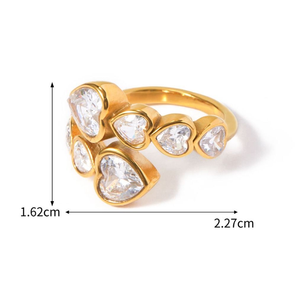 Gold Color Open Ring Stainless Steel Staggered Ring Fashion Chic Rings ...