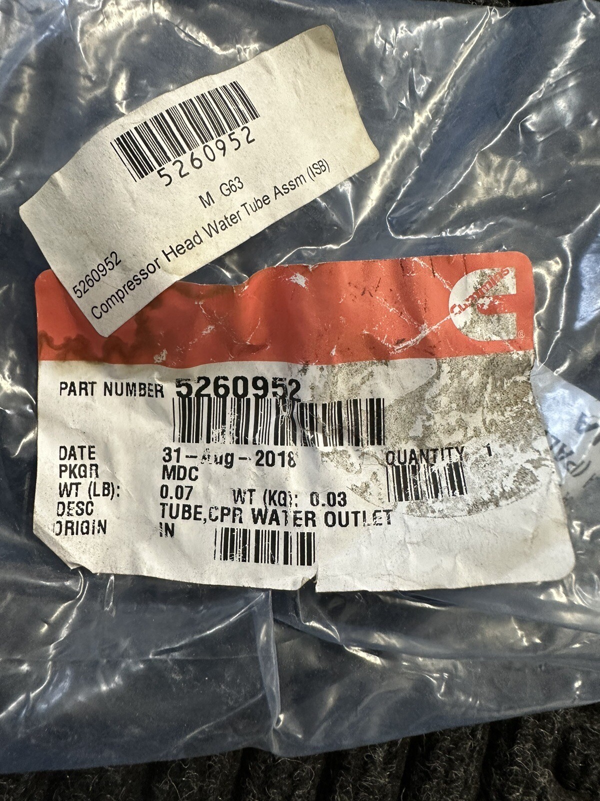 Cummins Tube CPR Water Outlet 5260952 for sale online | eBay