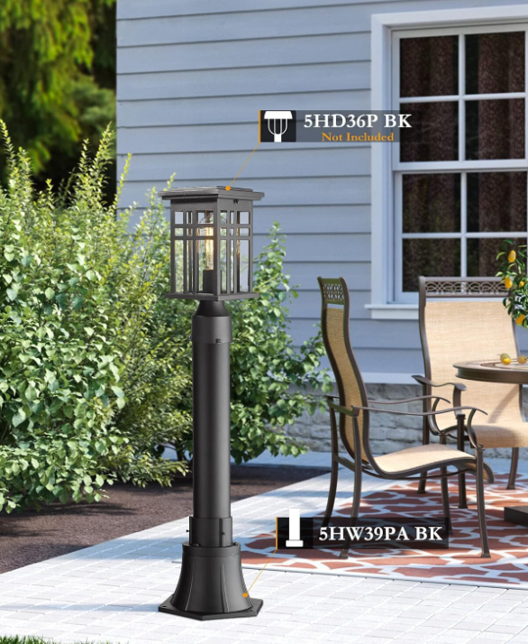 Outdoor Post Light Pole with Base, HWH outside Lamp Post Accessories ...