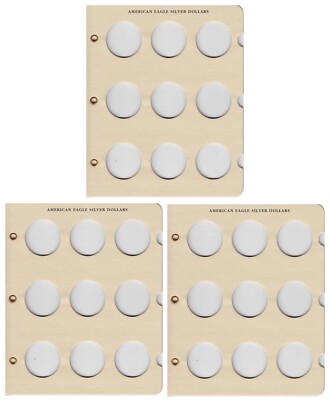 3 Littleton Album Pages For American Eagle Silver Dollar Coins 9 Holes ...