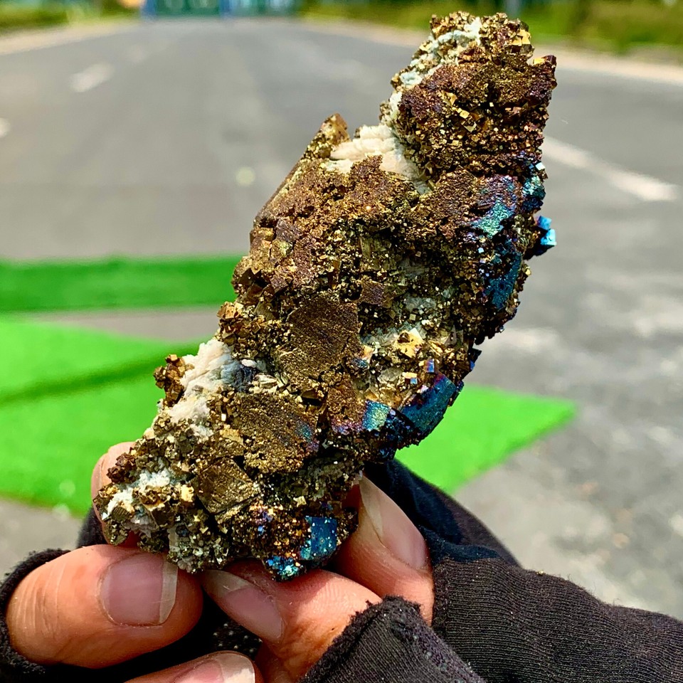 167G Natural colorful Chalcopyrite Calci crystal cluster rare mineral ...