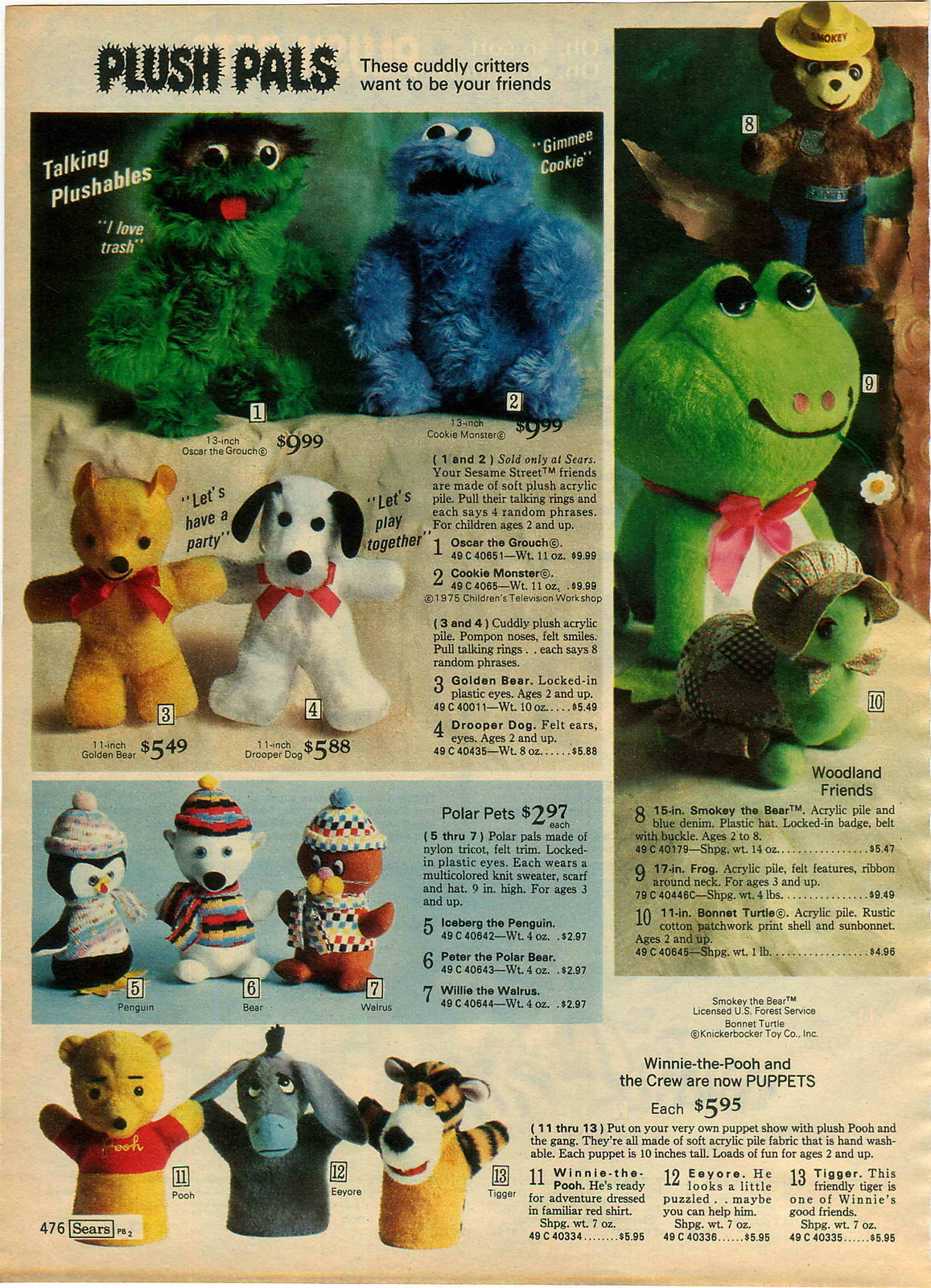 1976 ADVERT Sesame Street Oscar The Grouch Cookie Monster Plush Toy ...
