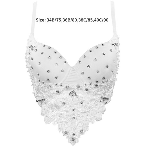 Ladies Shiny Crystal Rhinestone Lace Bustier Bra Bralette Corset Crop ...