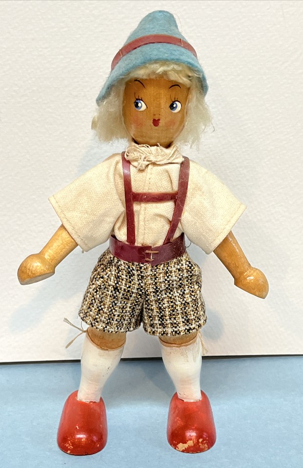 Vintage Polish Wooden Peg Joli Dolls - Set of 4 Folk Art Hand Painted ...