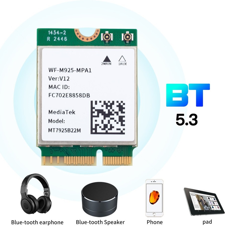 Wifi 7 MT7925 M.2 Key E Wifi Card Tri-Band 802.11BE Wireless Adapter ...