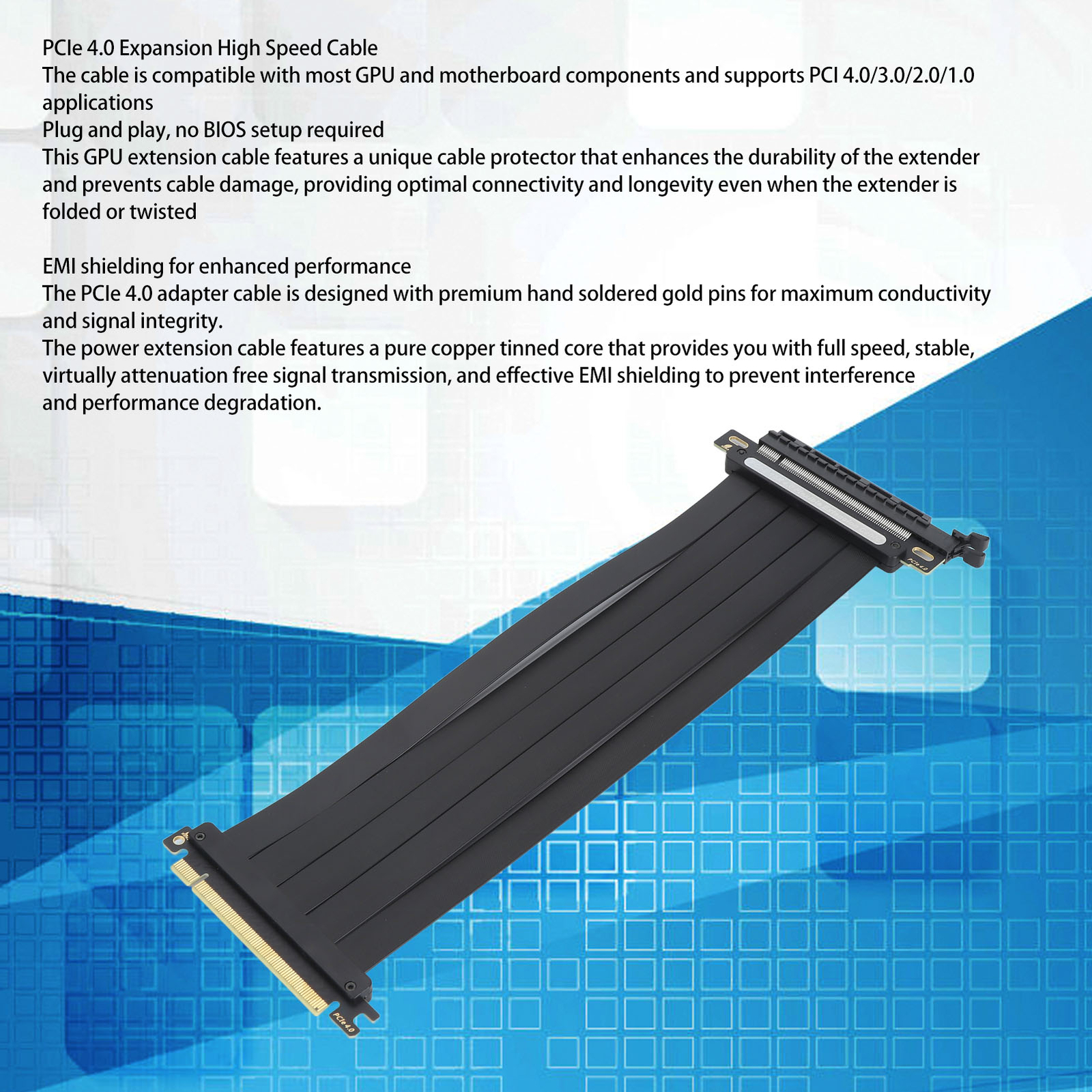 PCIe 4.0 X16 GPU Riser Cable 16X Flexible Cable High Speed Extension ...