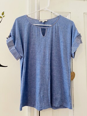 Parallel Skies Women’s Top Tunic Blouse Size Medium Light Blue | eBay