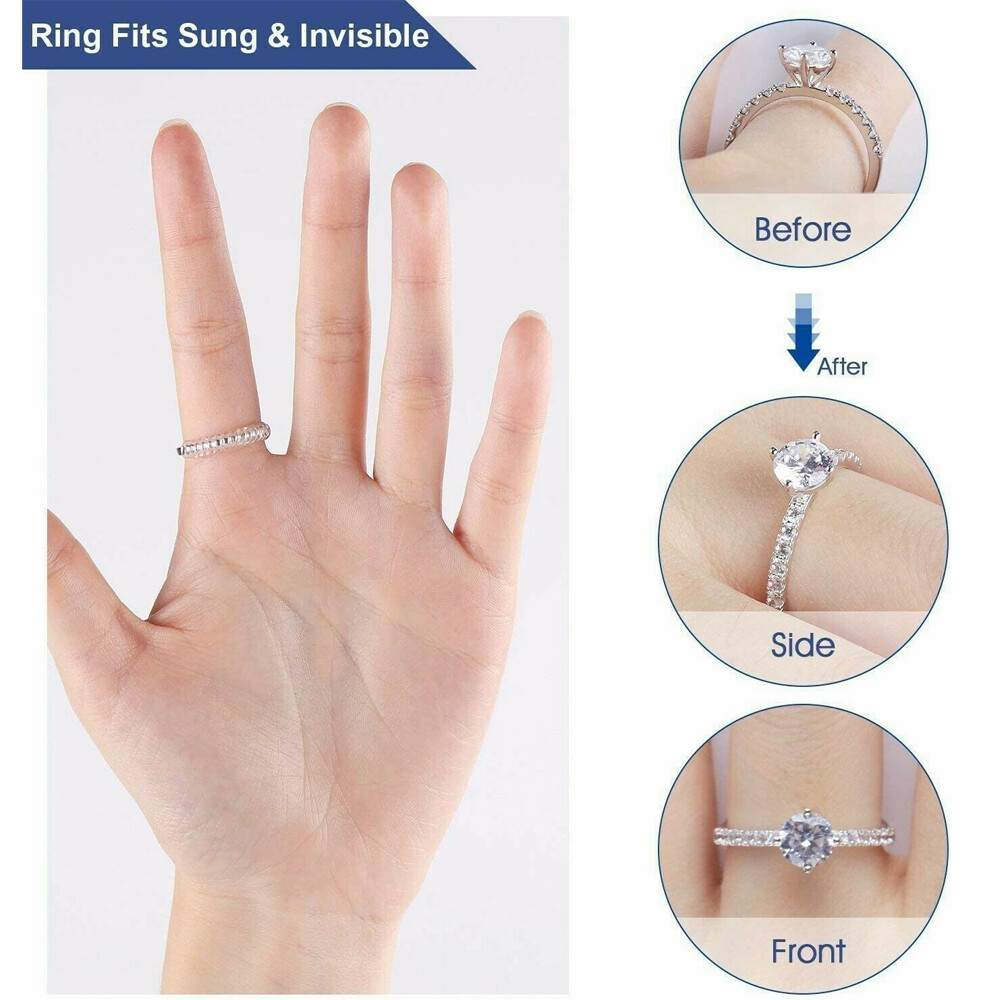 16PCS Ring Size Adjuster Invisible Clear Ring Sizer Guards Jewelry Fit ...