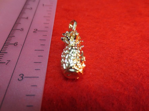 14 CT Or EP Grand Ananas Environ 2.9cm Haut Pendentif Breloque -2369 | eBay