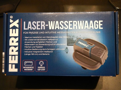 Ferrex® Laser Wasserwaage Integriertes Massband für Regale Bilder etc ...