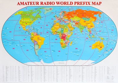Amateur Radio World Prefix Map edition 2025 Size 99cm (38,97in) x 68cm ...