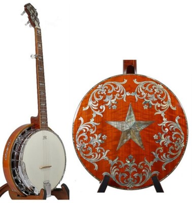5 String 11 inch Banjo, curly maple MOP inlaid Resonator, HARD CASE ...
