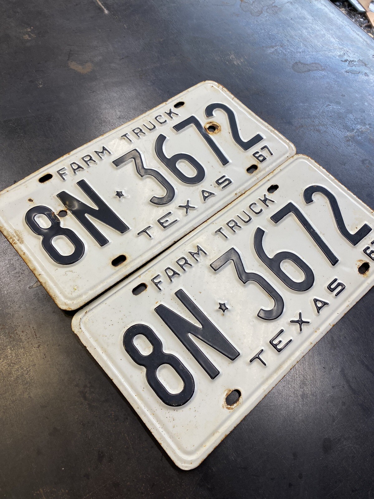 Antique Vintage Texas Farm Truck 1967 License Plates 8N-3672 | eBay