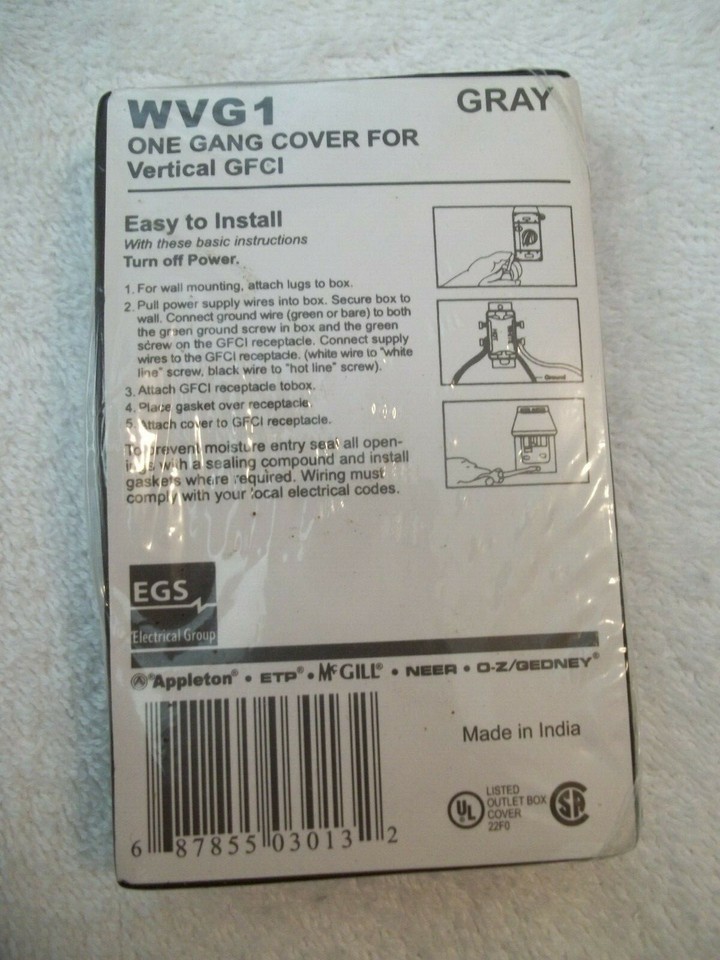 Appleton WVG1 Weatherproof Cover, 1 Gang, Vertical Mount; for Duplex ...