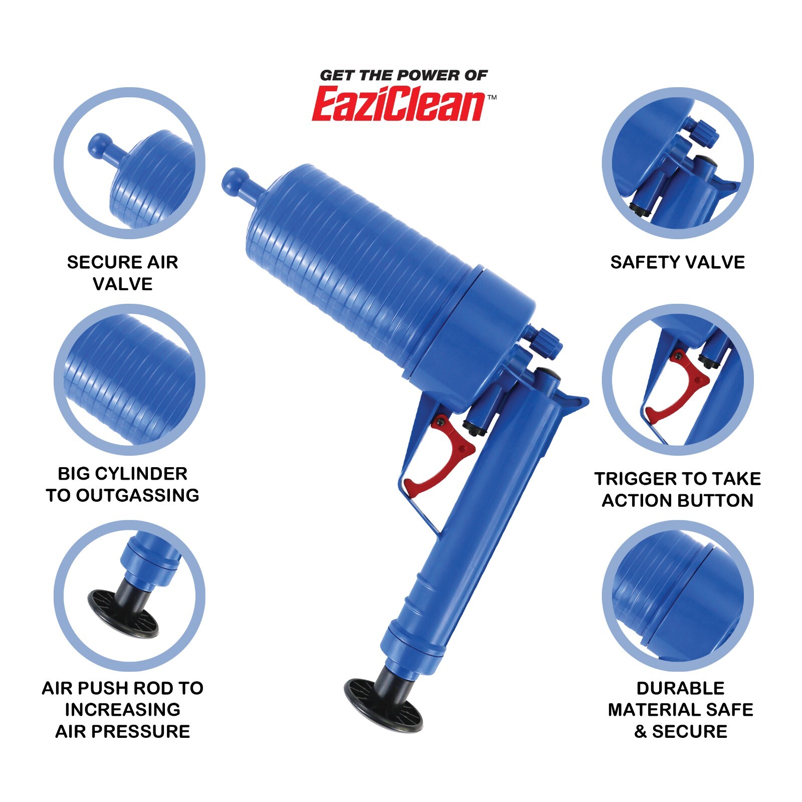 Drain Blaster Air Plunger for Toilet High Pressure Blockage Powerful Unblocker | eBay UK