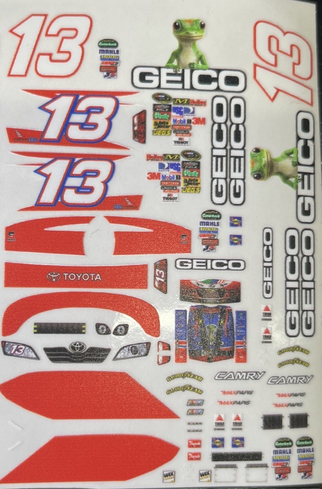 Custom 2011 Casey Mears #13 Geico 1/64 Scale NASCAR Peel & Stick Decals | eBay