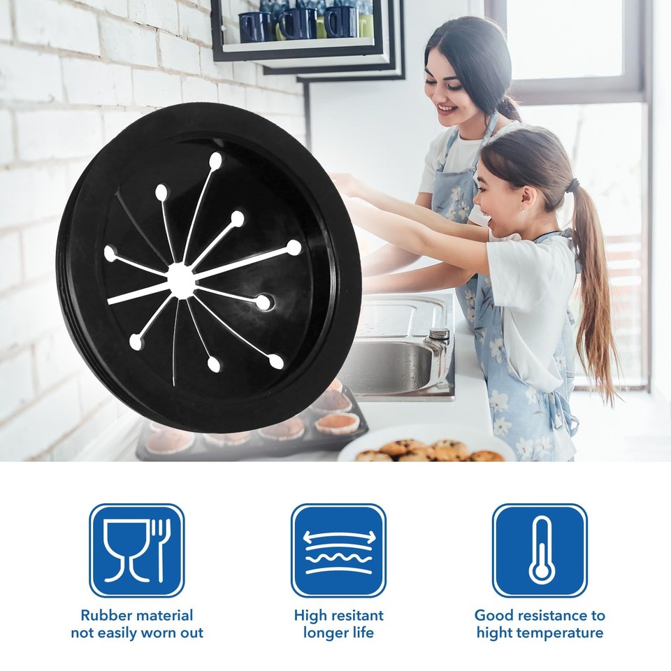 Garbage Disposal Splash Guard 3 Inch Rubber Drain Insert 3-Pack Black ...