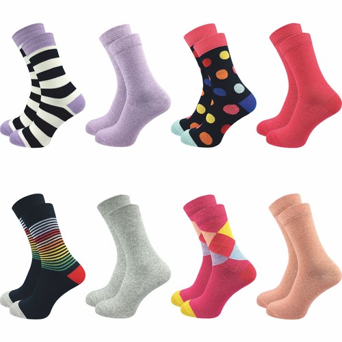 8 Paar bunte & lustige Damen Socken aus Baumwolle | Frauen Strümpfe ...